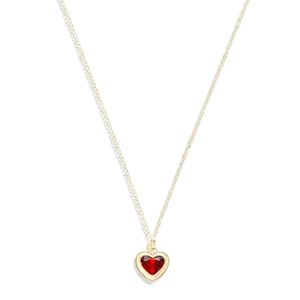 Coach | Jewelry | Coach Heart Pendant Necklace In Color Gold Red | Poshmark